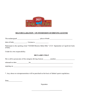 Fillable Online Self declaration on possession of driving license ...