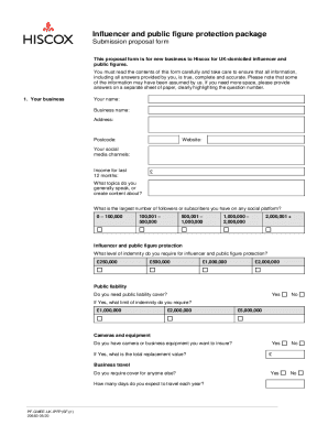 Fillable Online Hiscox Event Assured Proposal Form veterans Fax Email ...