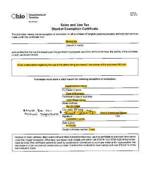 Fillable Online Fillable Online Exemption Certificate Forms - Ohio ...