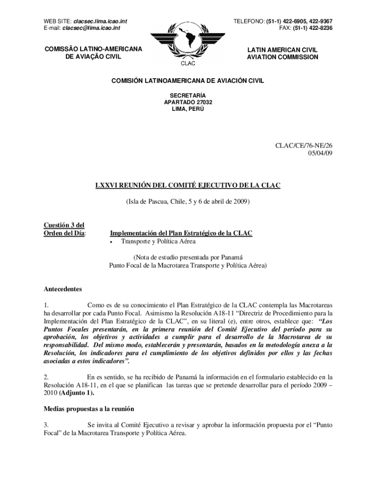 Fillable Online INTERNATIONAL CIVIL AVIATION ORGANIZATION - ICAO Fax Email Print - pdfFiller