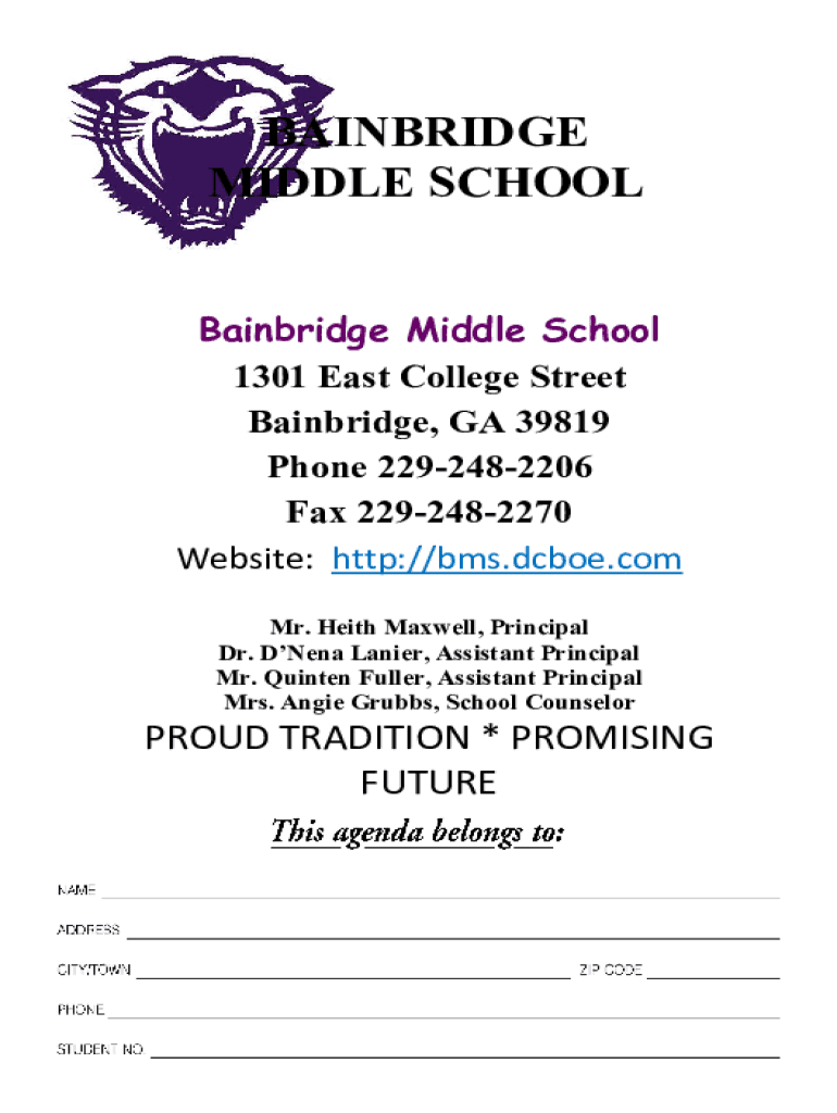 Fillable Online Bainbridge Middle School - Home - Decatur County School ... Fax Email Print ...