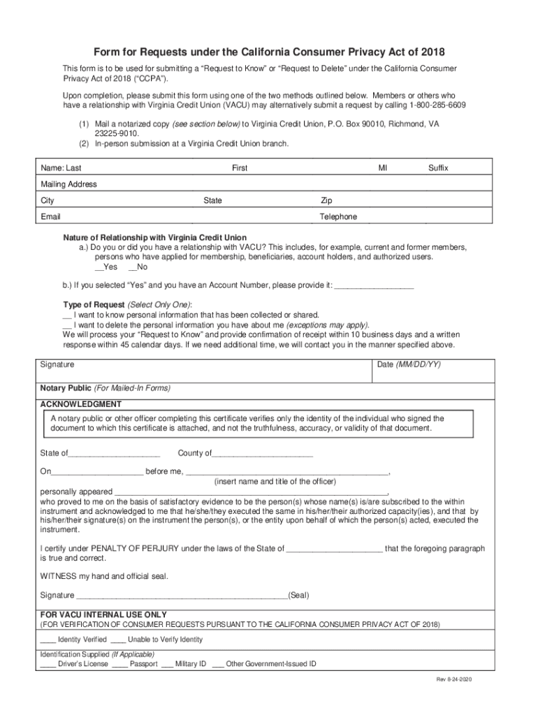 Fillable Online PDF CCPA Request Form - GECU Fax Email Print - pdfFiller