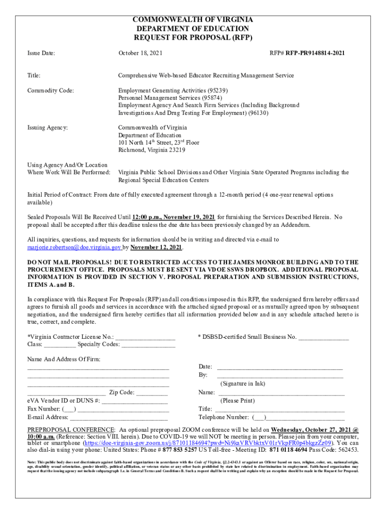 Fillable Online Telephone and Related Services Request for Proposal ...