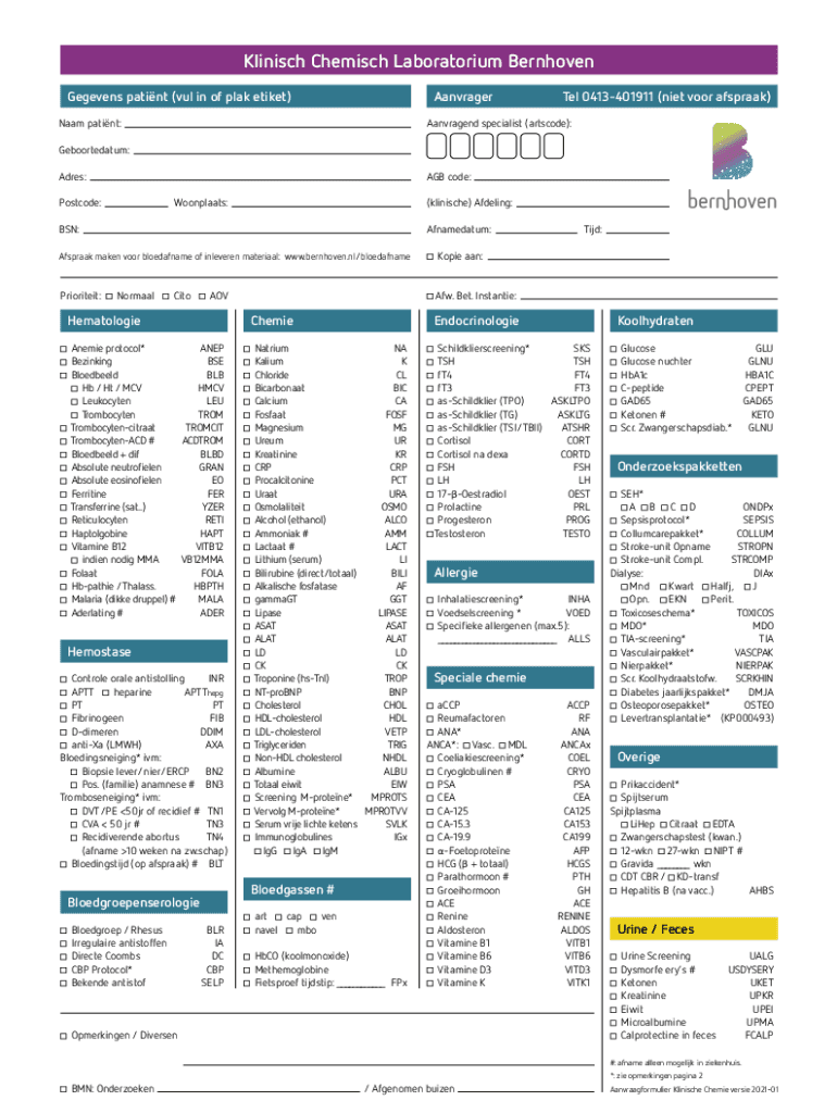 Fillable Online Gegevens patint (vul in of plak etiket) Fax Email Print - pdfFiller