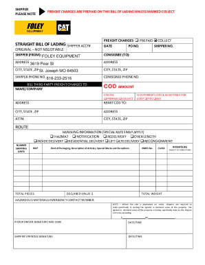 Fillable Online STRAIGHT BILL OF LADING - SHORT FORM - Original-Not ...