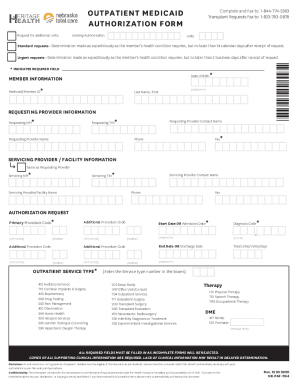 Fillable Online Medicaid Outpatient Prior Authorization Fax Form NE-PAF ...