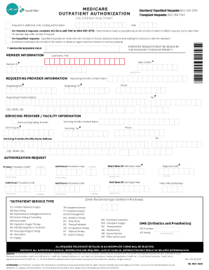 Fillable Online Prior Authorization Request Hospital Outpatient ...