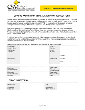 Fillable Online COVID-19 VACCINATION MEDICAL EXEMPTION REQUEST FORM Fax ...