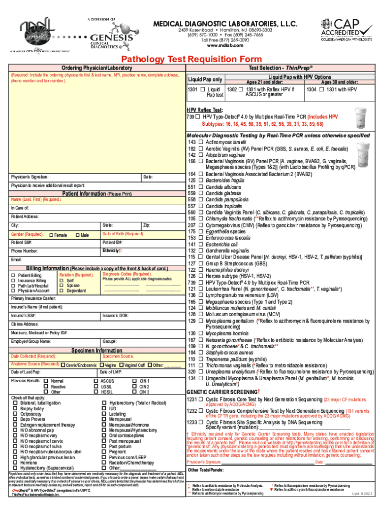 Fillable Online PDF Pathology Test Requisition Form - Medical ...