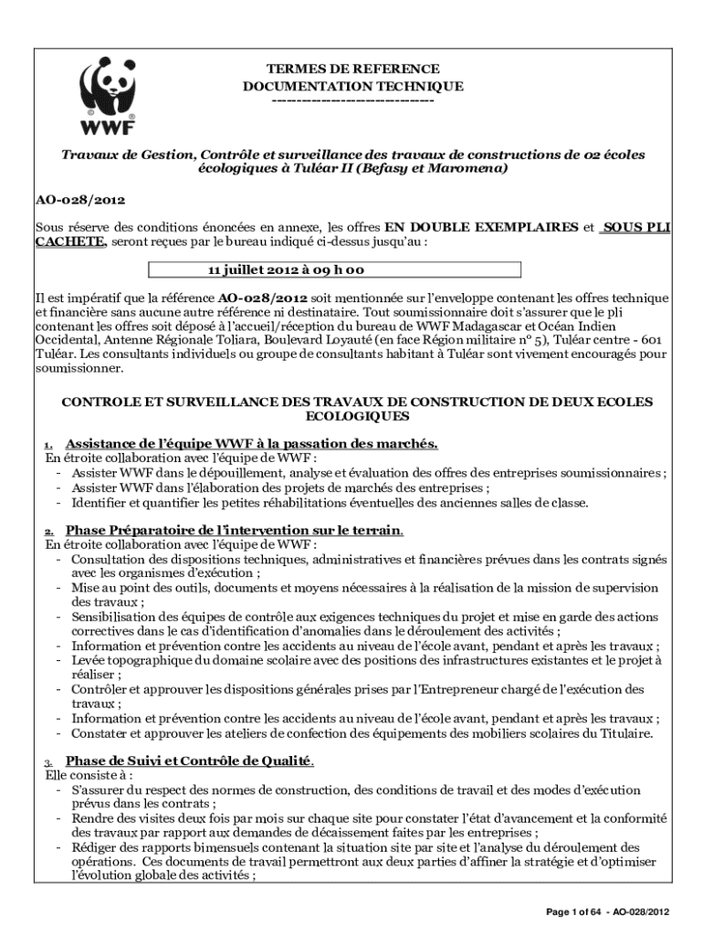 Fillable Online d2ouvy59p0dg6k cloudfront TERMES DE REFERENCES POUR LA ...