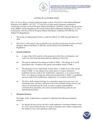 Fillable Online LETTER OF AUTHORIZATION The U.S. Navy (Navy) is hereby ...