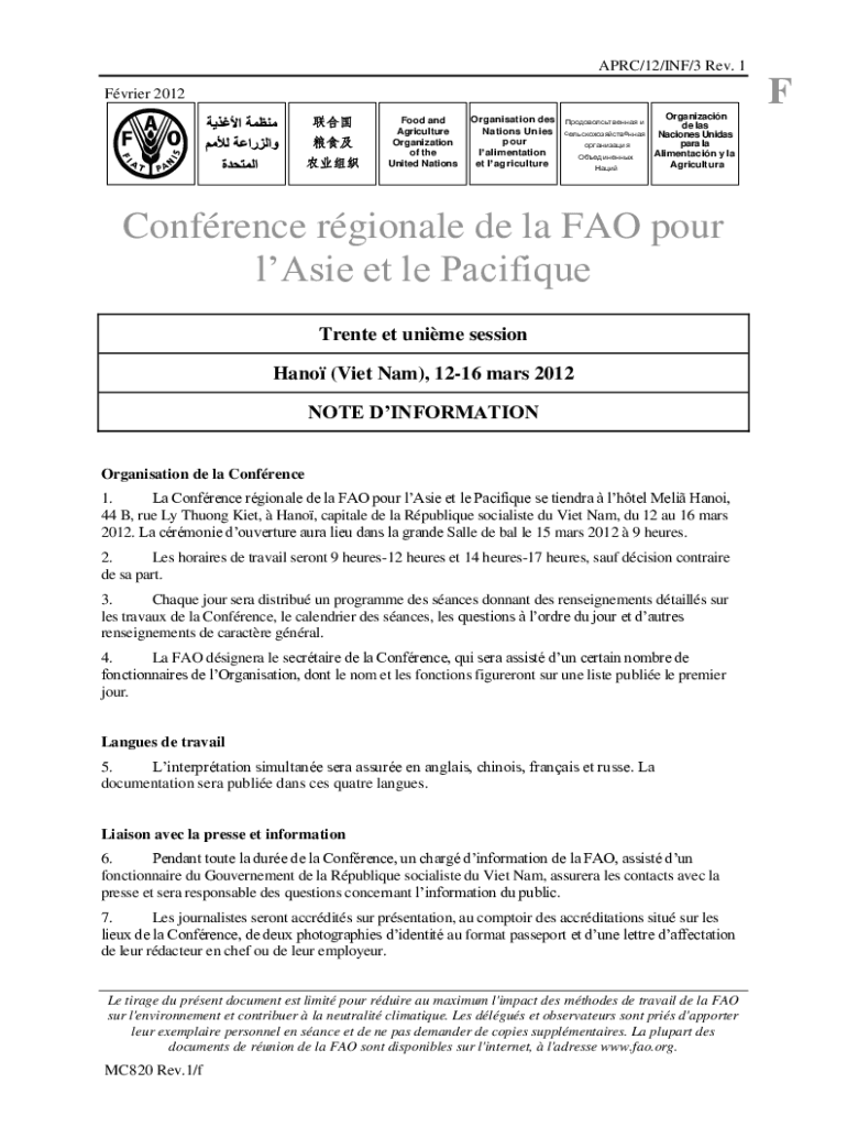 Fillable Online FAO: Food and Agriculture Organization of the United ...