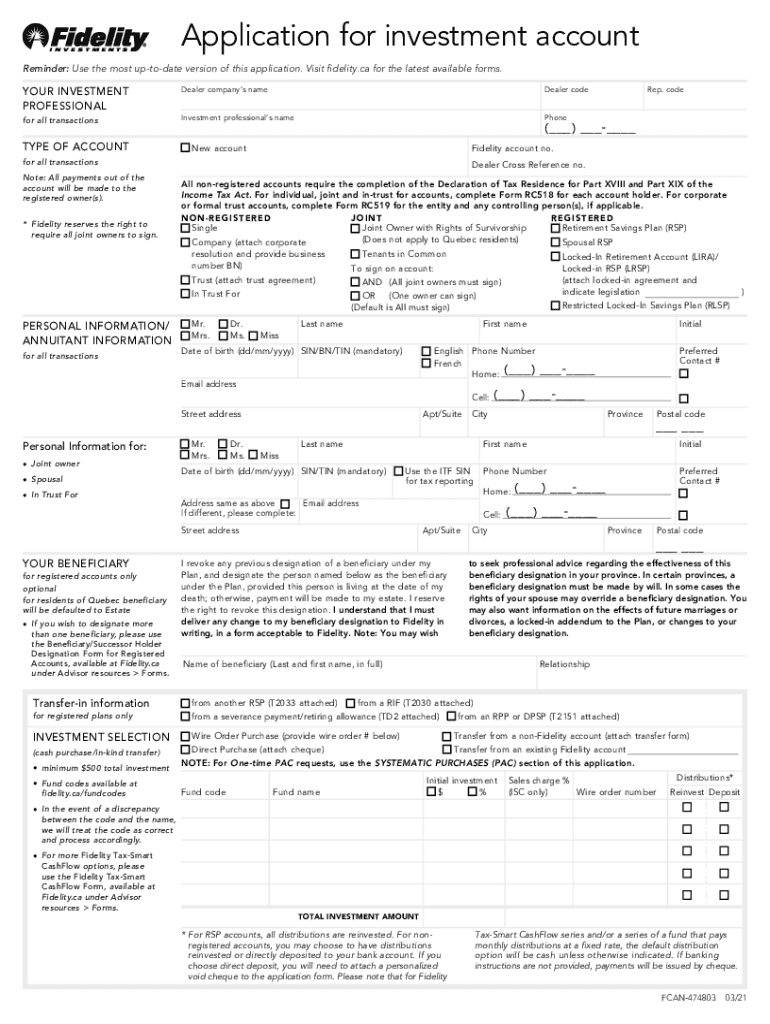 Fillable Online General Investment application form Fax Email Print ...