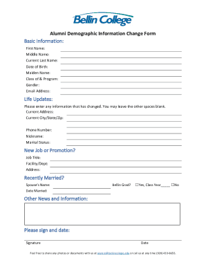 Fillable Online Alumni Demographic Information Change Form Fax Email ...