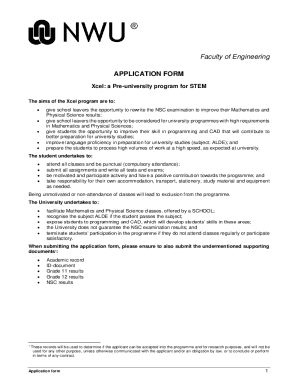 Fillable Online Application form - Engineering - NWU Fax Email Print ...