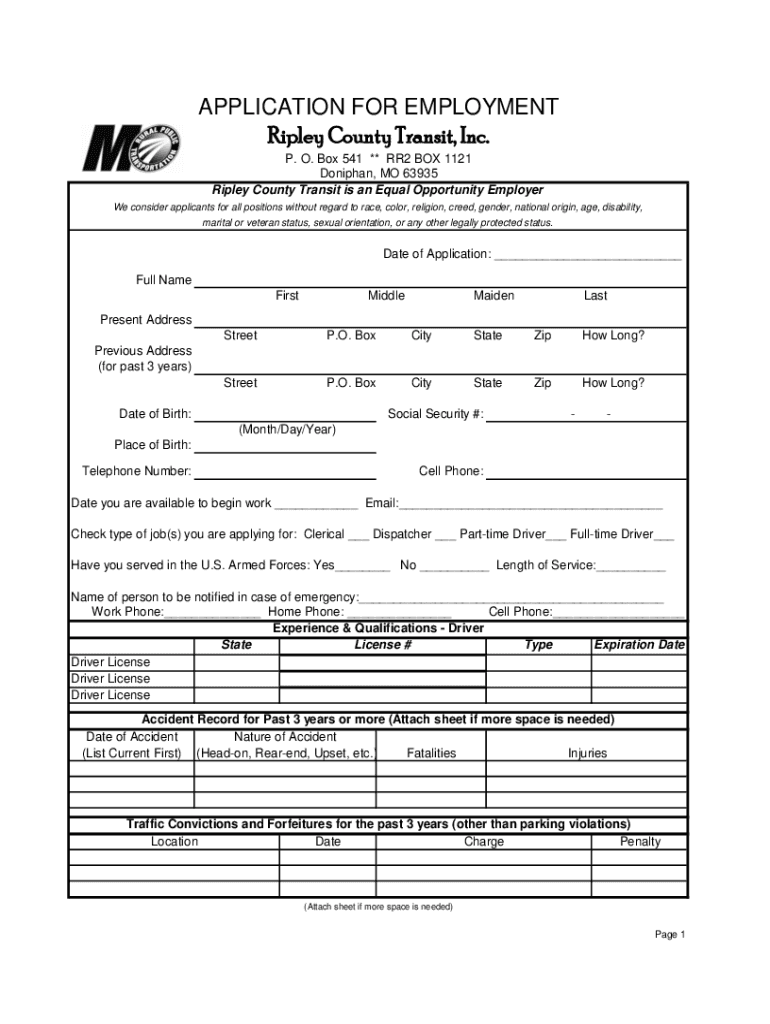 Fillable Online RIPLEY COUNTY TRANSIT INC Employer Identification ...