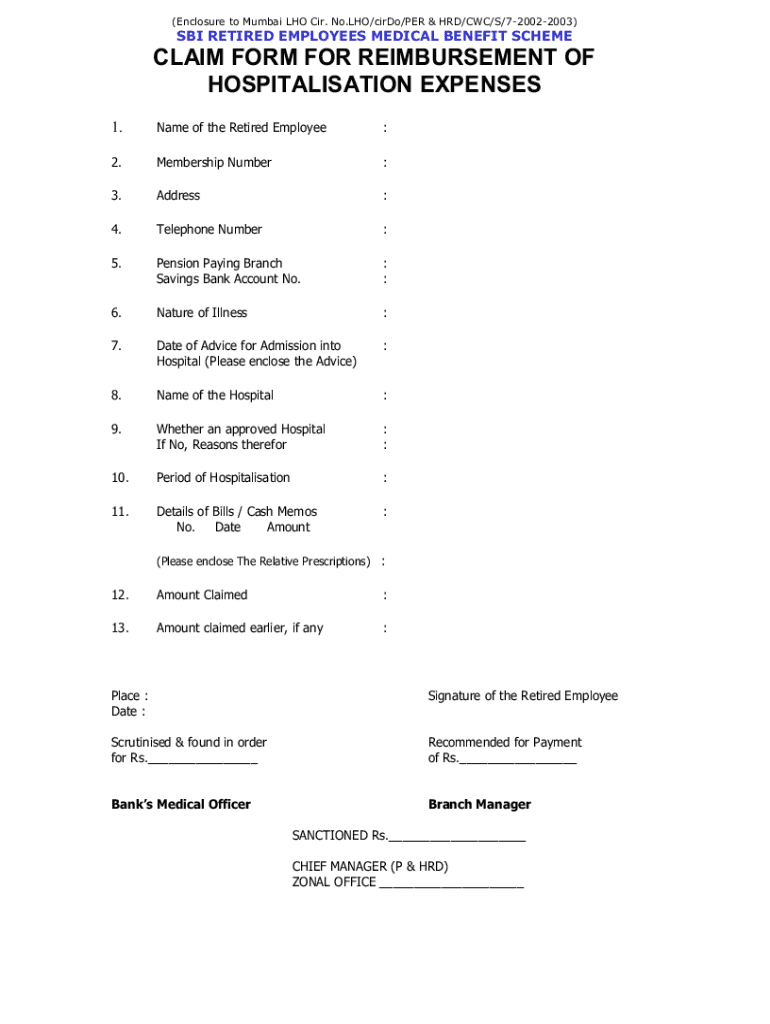 Fillable Online www.sbipadelhicircle.comformsREMBS Claim form forSBI ...