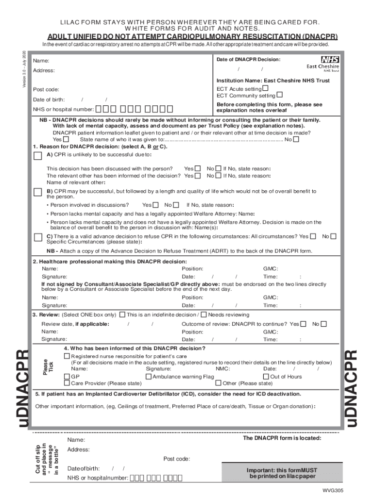 Fillable Online LILAC FORM STAYS WITH PERSON WHEREVER THEY ARE Fax ...