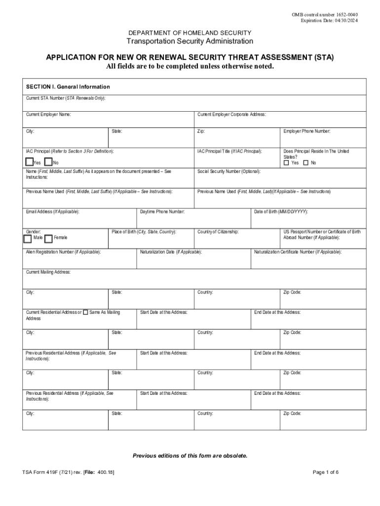 Fillable Online www.naniqglobal.comTSA-Form419FFINALv210707Application ...