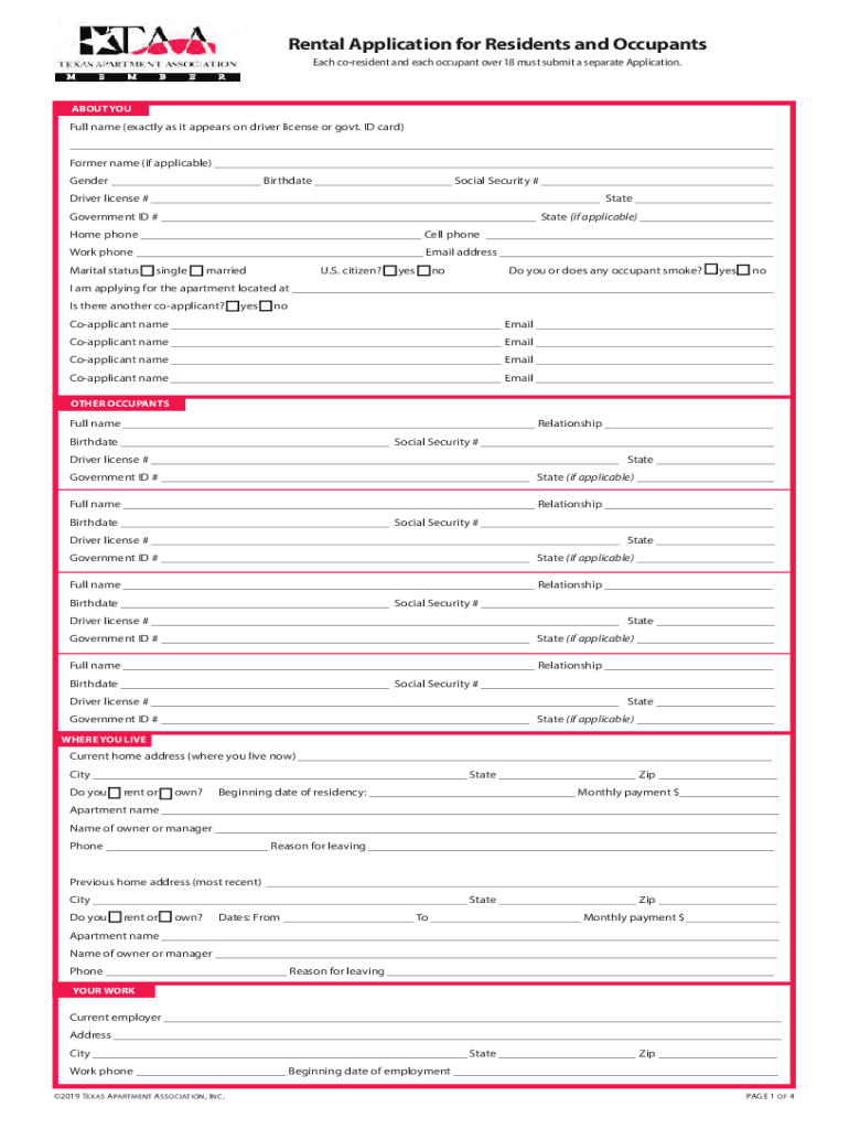 Fillable Online RENTAL APPLICATION FOR RESIDENTS AND OCCUPANTS Fax ...