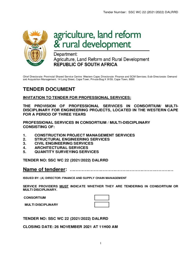 Fillable Online www.dalrrd.gov.zadoaDevsideMenuTENDER DOCUMENT - dalrrd ...