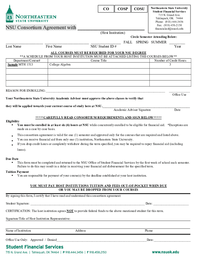 Fillable Online Fillable Online Northeastern State University Student ... Fax Email Print ...