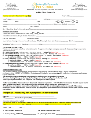 Fillable Online Mobile Clinic Form - Cat Fax Email Print - pdfFiller