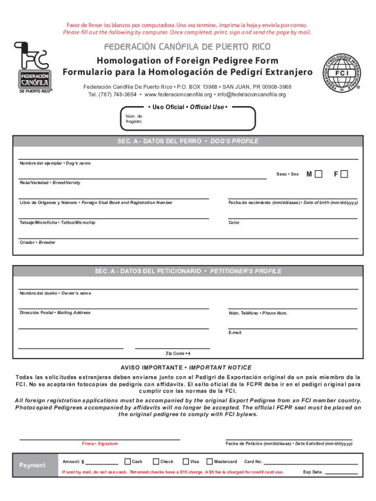 Fillable Online Get the free Official litter registration application ...