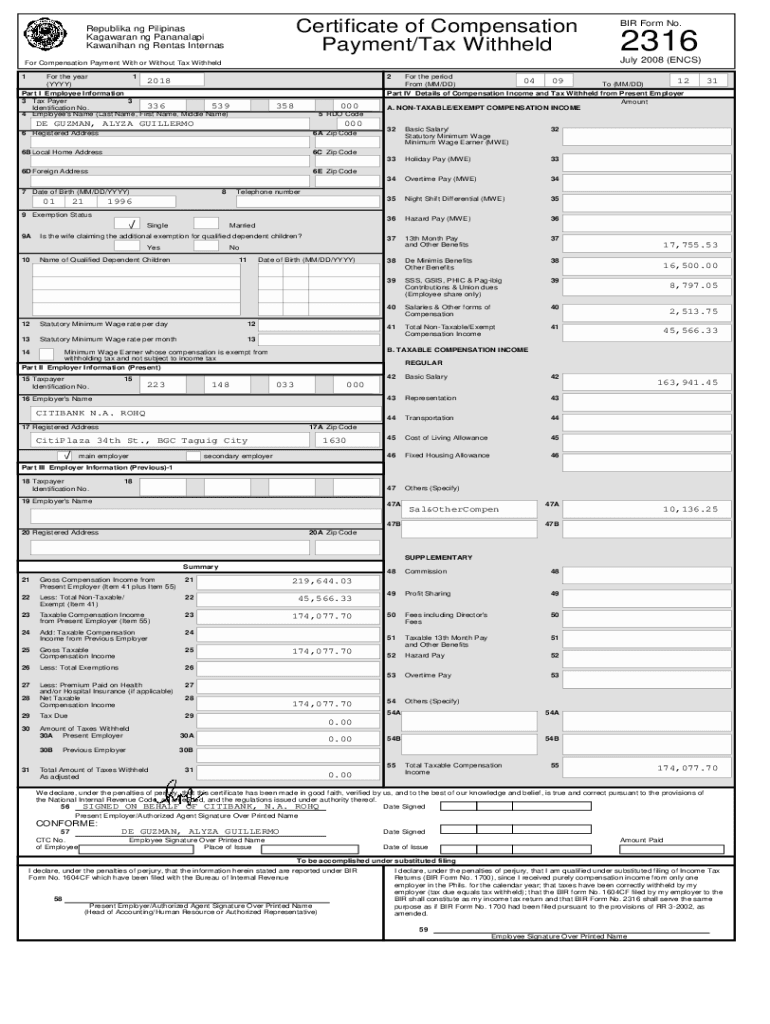 Fillable Online Certificate of Compensation Payment/Tax Withheld ...