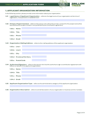 Fillable Online TREE PLANTING APPLICATION FORM2BILLION TREES Fax Email ...