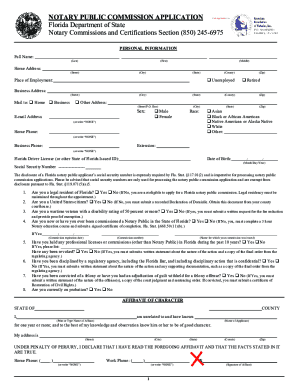 Fillable Online NOTARY PUBLIC COMMISSION APPLICATION Florida Fax Email ...