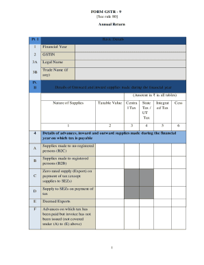 Fillable Online FORM GSTR - 9 See rule 80 Annual Return Pt. I Basic ...