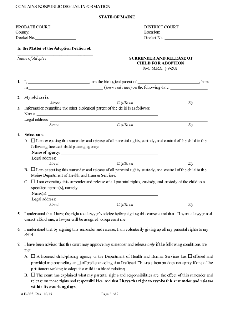Fillable Online Form AD-020 "Petition for Annulment of Adoption Decree ...