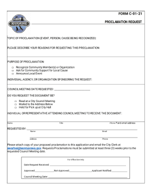 Fillable Online FORM C-01-21 PROCLAMATION REQUEST Fax Email Print ...