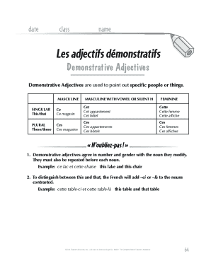 Fillable Online Demonstrative adjectives: ce, cette, cet and ces ...