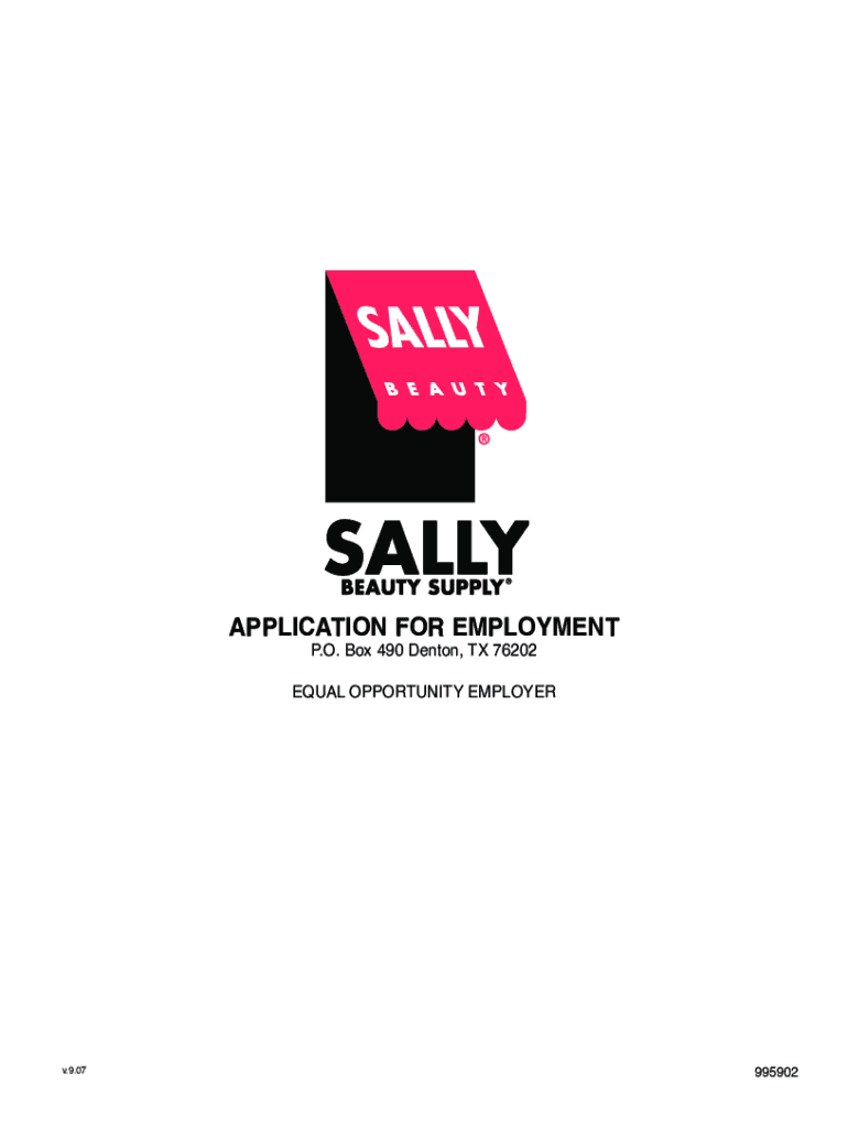 Fillable Online Sally Beauty Application Pdf - Fill Online, Printable ...
