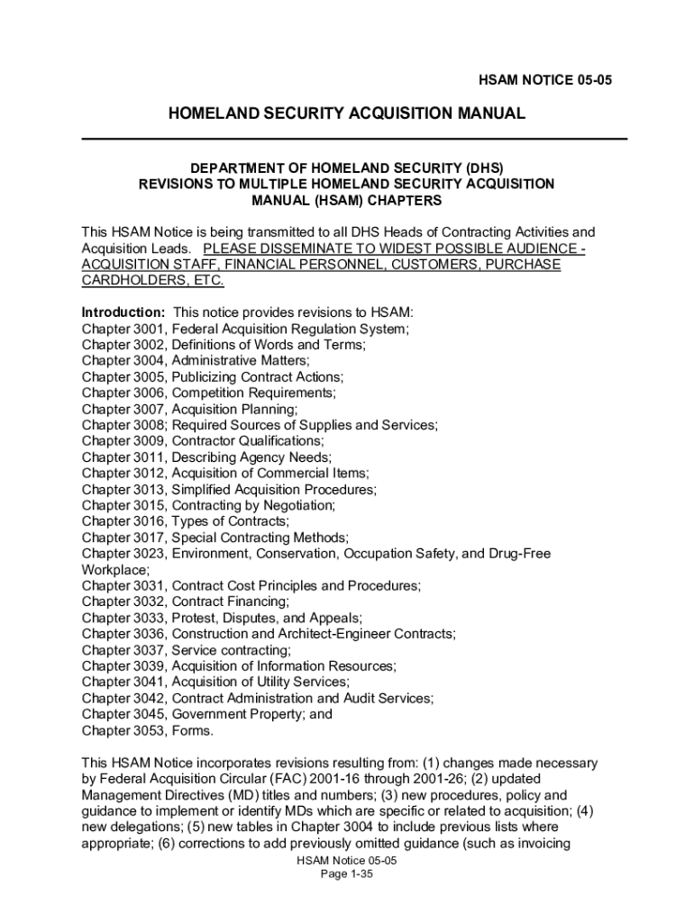 Fillable Online Department of Homeland Security Acquisition Manual ...