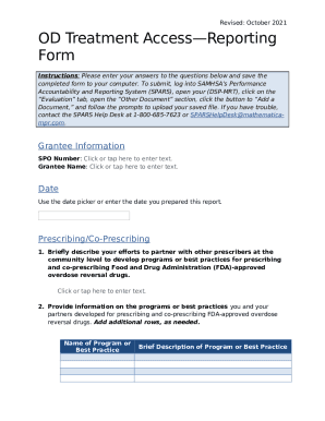 OD Treatment AccessReporting - spars.samhsa.gov Doc Template | pdfFiller