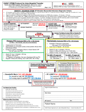 Fillable Online Fillable Online DASH* STEMI Protocol for Inter-Hospital ...