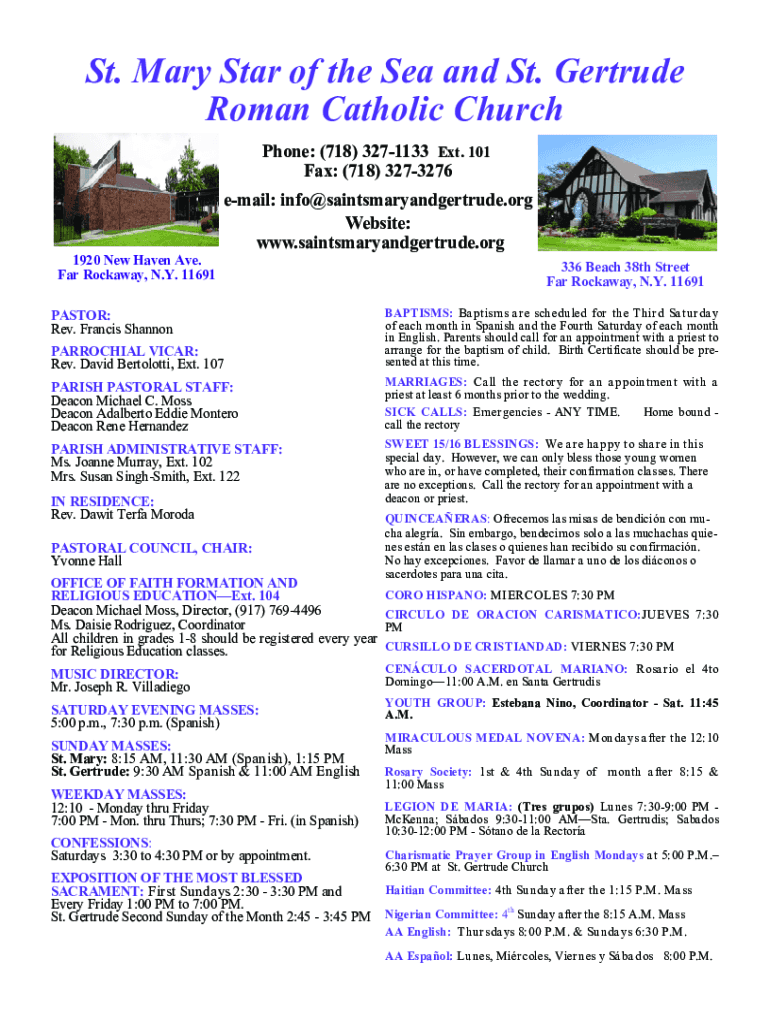 Fillable Online Saint Mary Star of the Sea and Saint Gertrude Parish ...