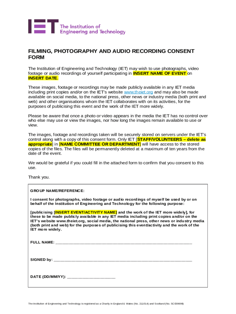 DOC Filming, Photography and Audio recording consent - IET Doc Template ...