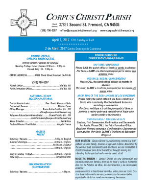 Fillable Online CORPUS CHRISTI PARISH Fax Email Print - pdfFiller