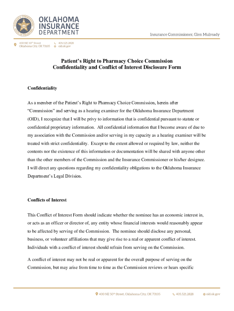 Fillable Online Patient's Right to Pharmacy Choice Commission ...