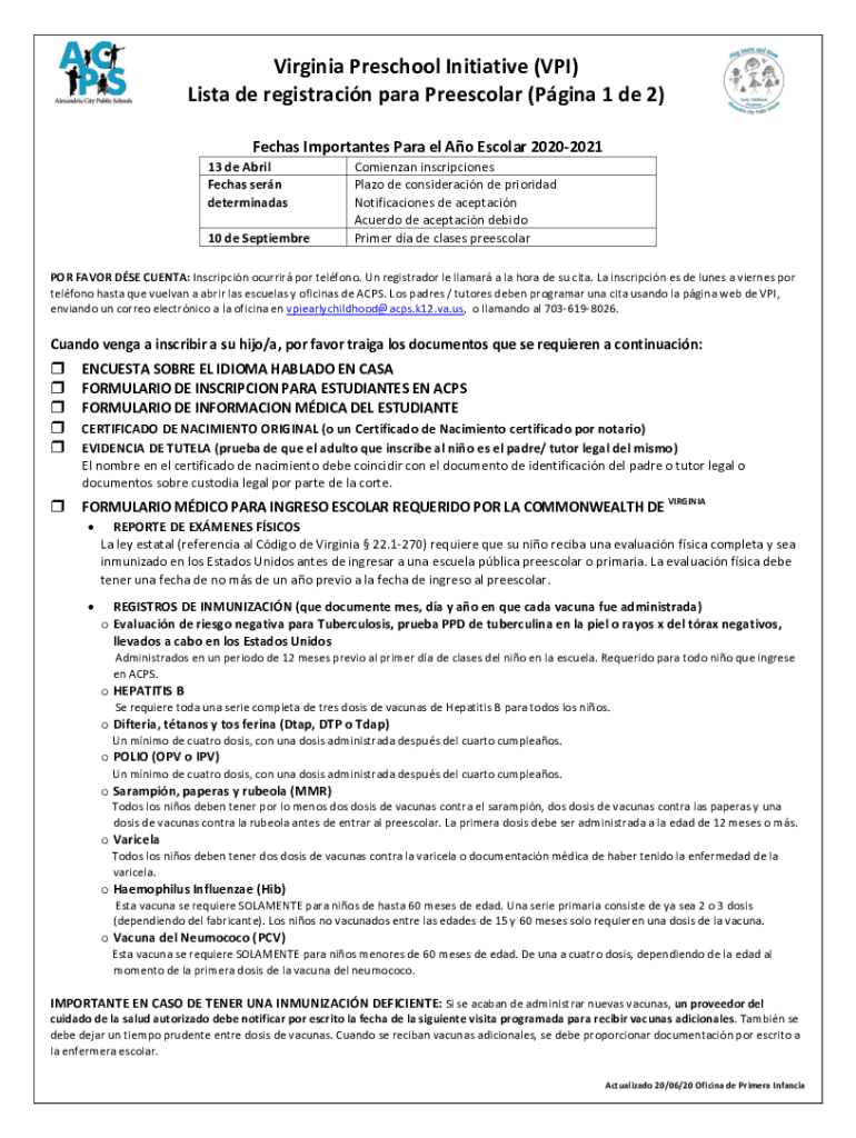 Fillable Online PDF winchester public schools virginia preschool ...