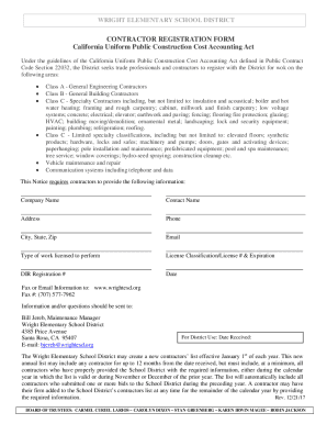 Fillable Online CONTRACTOR REGISTRATION FORM California Uniform ... Fax ...