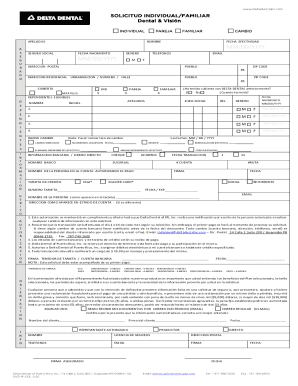 Fillable Online TEMPLATE DELTA DENTAL INDIVIDUAL FORM Dental y Vision ...