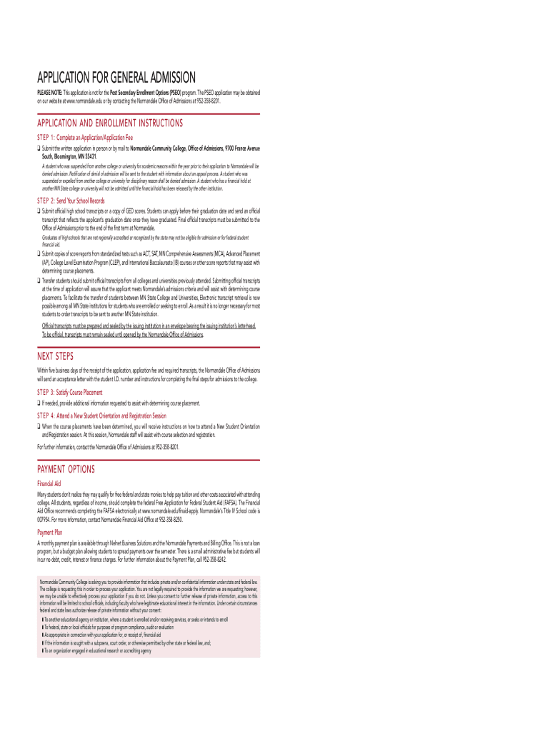 Fillable Online Post-Secondary Enrollment Options (PSEO) Application ... Fax Email Print - pdfFiller