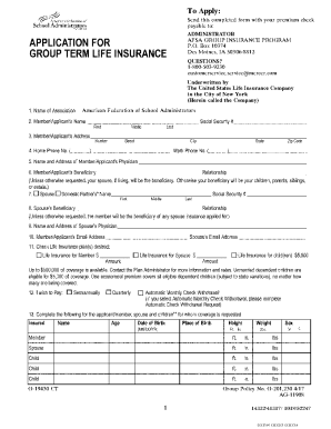 Fillable Online Senior Group Term Life Plan - ASME Insurance Fax Email ...