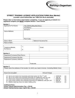 Fillable Online PDF STREET TRADING LICENCE APPLICATION FORM (Non Market ...