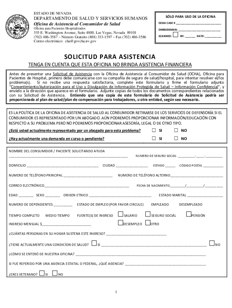 Fillable Online dhhs nv El Departamento de Salud y Servicios Humanos de ...